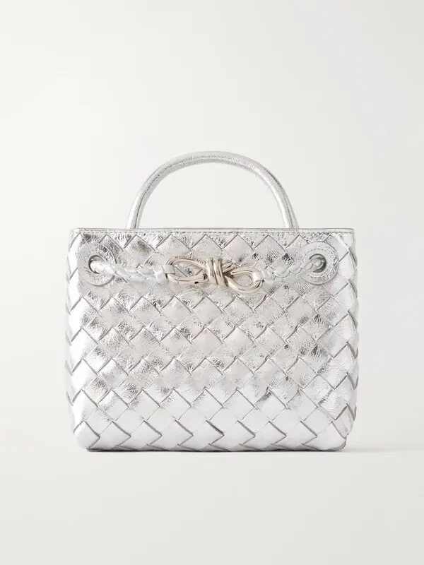 Bottega Veneta Andiamo Mini Metallic Crinkled-leather Shoulder Bag