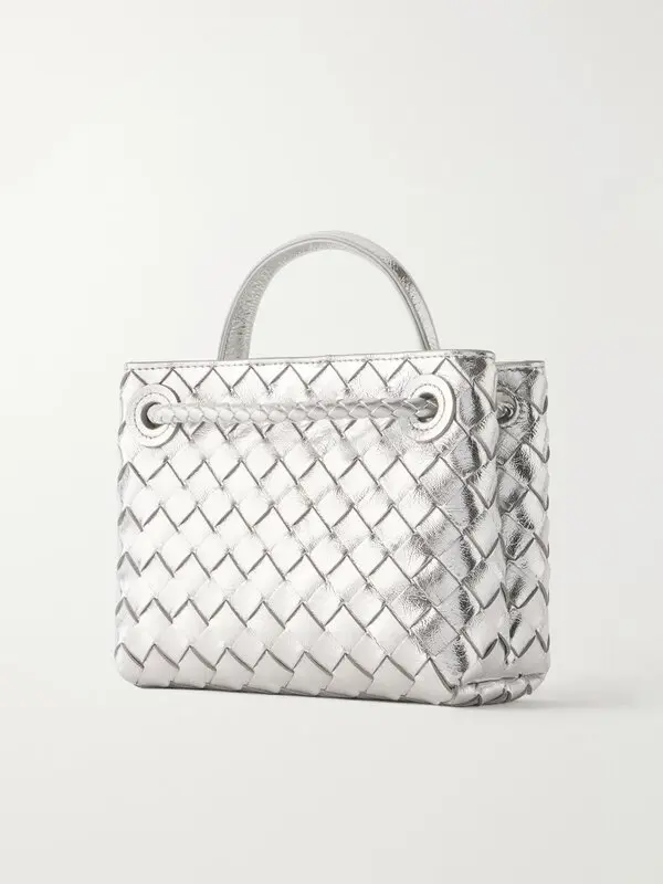 Bottega Veneta Andiamo Mini Metallic Crinkled-leather Shoulder Bag