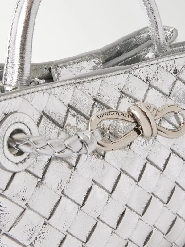 Bottega Veneta Andiamo Mini Metallic Crinkled-leather Shoulder Bag