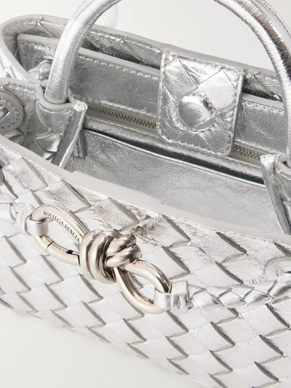 Bottega Veneta Andiamo Mini Metallic Crinkled-leather Shoulder Bag