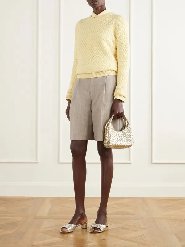Bottega Veneta Livia 45 Intrecciato Metallic Leather Mules