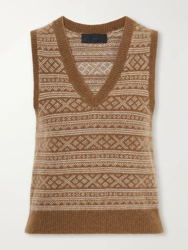 NILI LOTAN Myrdin Fair Isle Cashmere And Wool-blend Vest