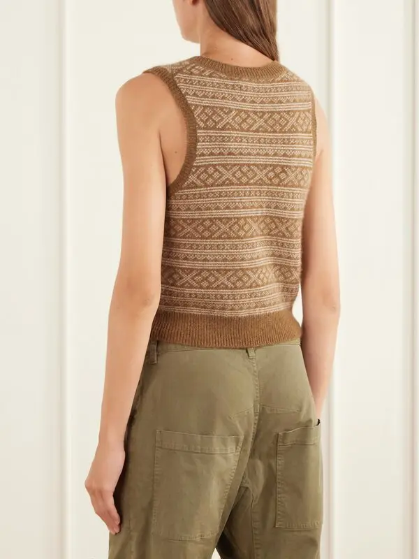 NILI LOTAN Myrdin Fair Isle Cashmere And Wool-blend Vest