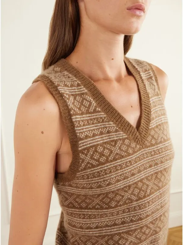 NILI LOTAN Myrdin Fair Isle Cashmere And Wool-blend Vest