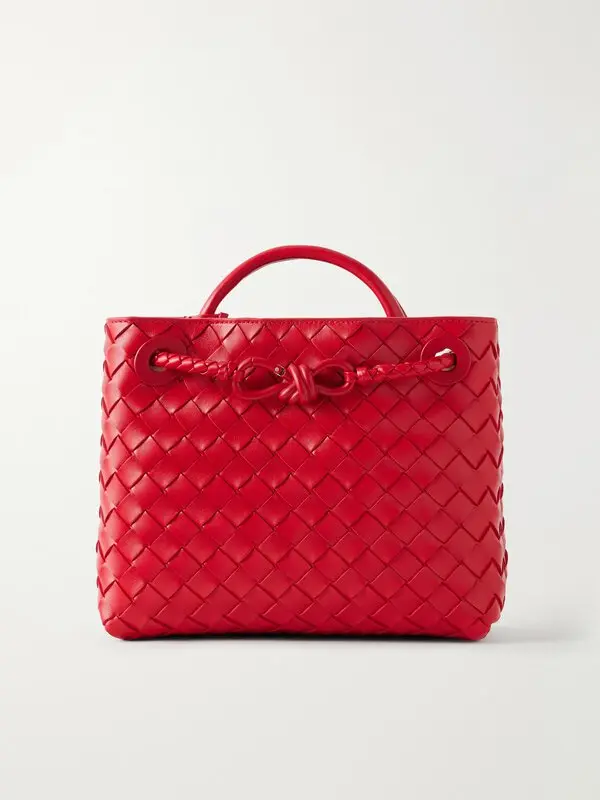 Bottega Veneta Andiamo Intrecciato Leather Shoulder Bag - Red