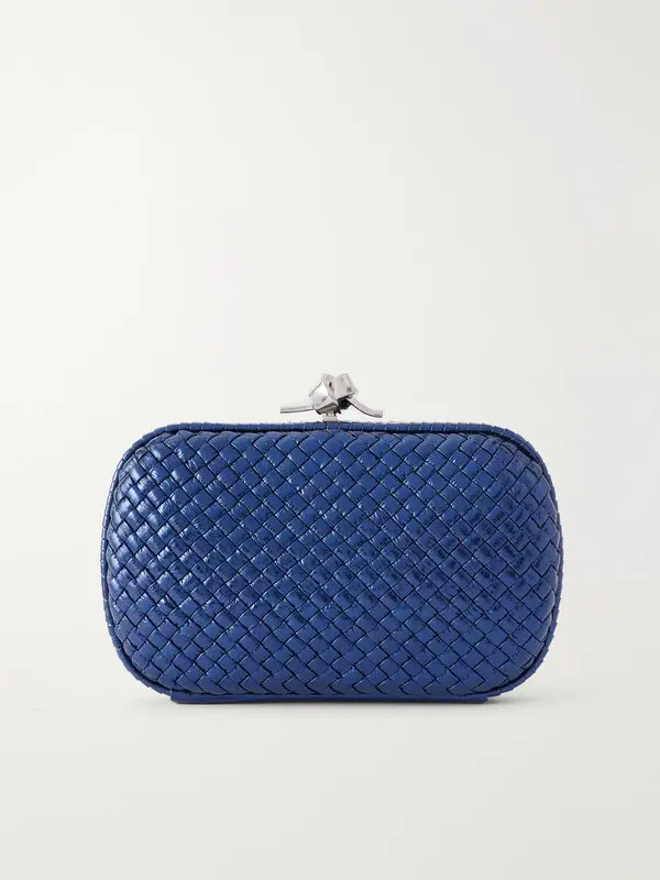 Bottega Veneta Knot Intrecciato Metallic Leather Clutch