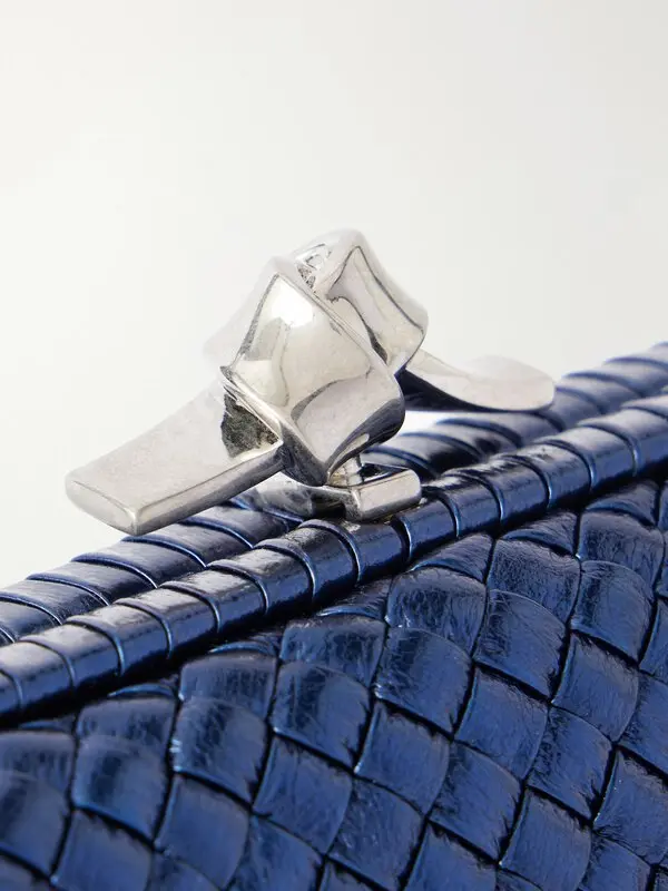 Bottega Veneta Knot Intrecciato Metallic Leather Clutch