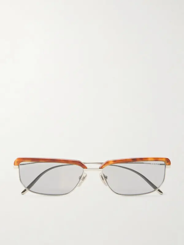 Prada Square-frame Silver-tone Titanium And Tortoiseshell Acetate Sunglasses