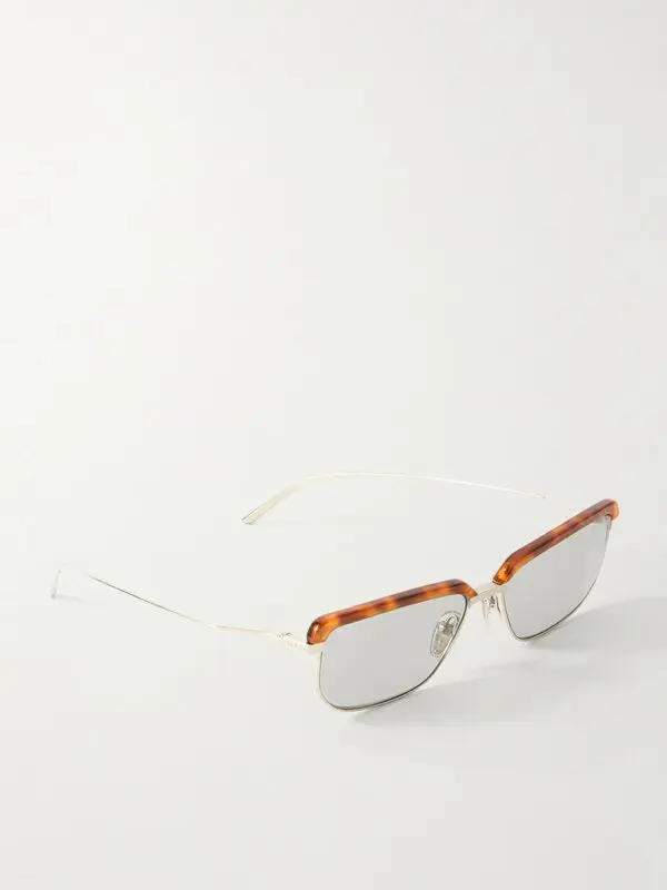 Prada Square-frame Silver-tone Titanium And Tortoiseshell Acetate Sunglasses