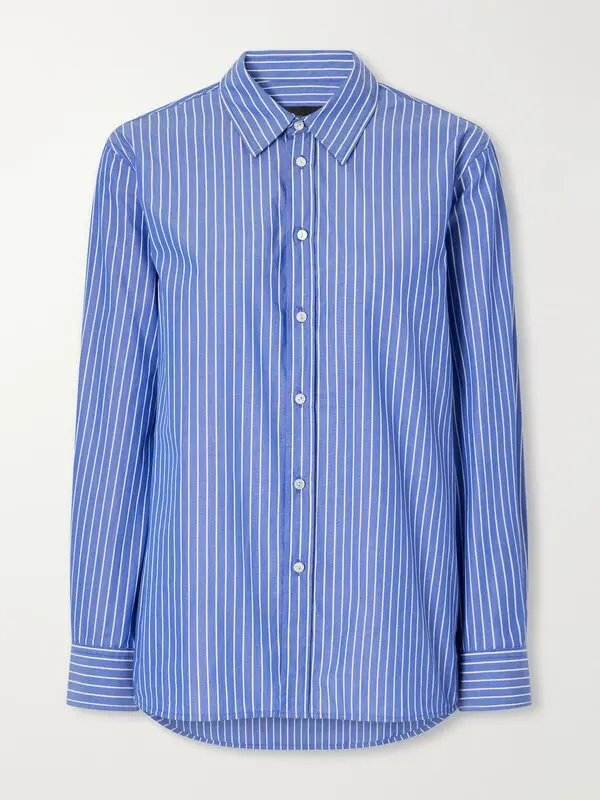 NILI LOTAN Raphael Cotton-poplin Shirt - Blue
