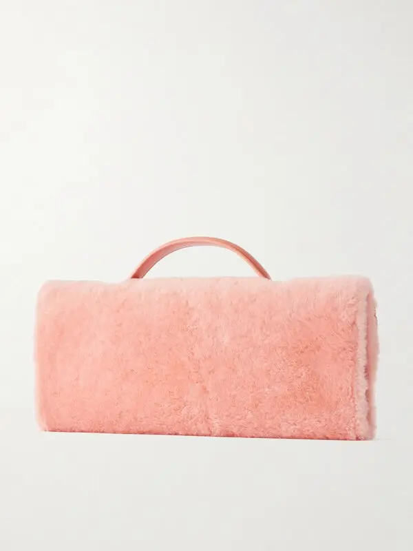 Bottega Veneta Andiamo Intrecciato Leather-trimmed Shearling Clutch