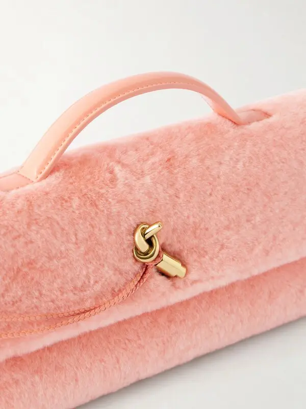 Bottega Veneta Andiamo Intrecciato Leather-trimmed Shearling Clutch