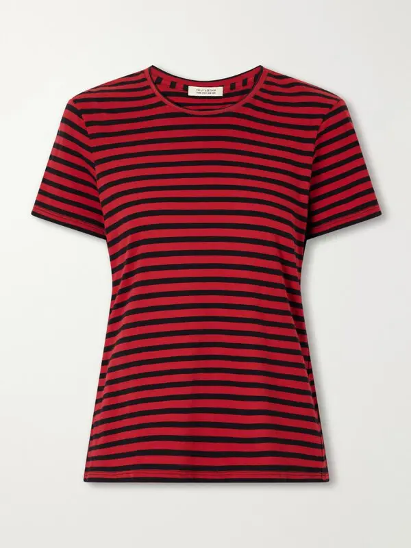 NILI LOTAN Lana Striped Cotton-jersey T-shirt - Red