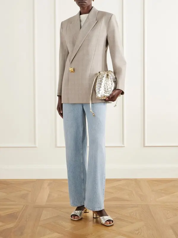 Bottega Veneta Dustbag Small Intrecciato Metallic Leather Pouch