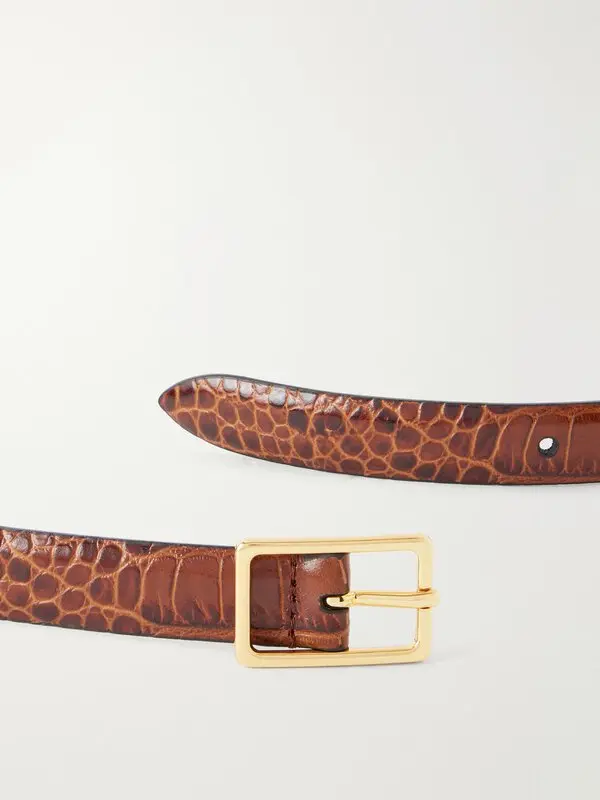 Anderson's Skinny Croc-effect Leather Belt