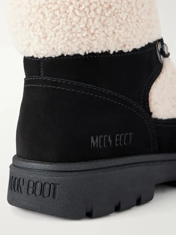 Moon Boot Combat Fleece-trimmed Suede Ankle Boots