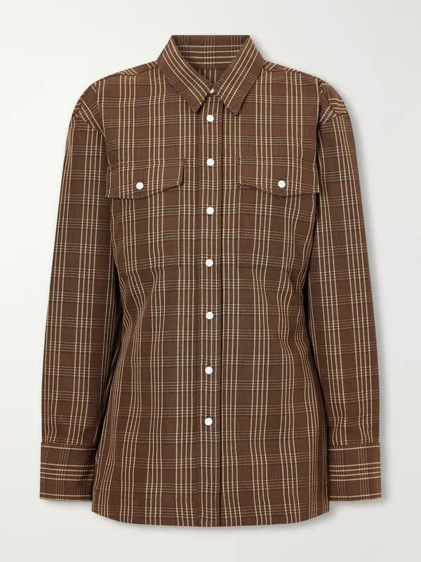 AMI Paris Belt-detailed Checked Wool Shirt