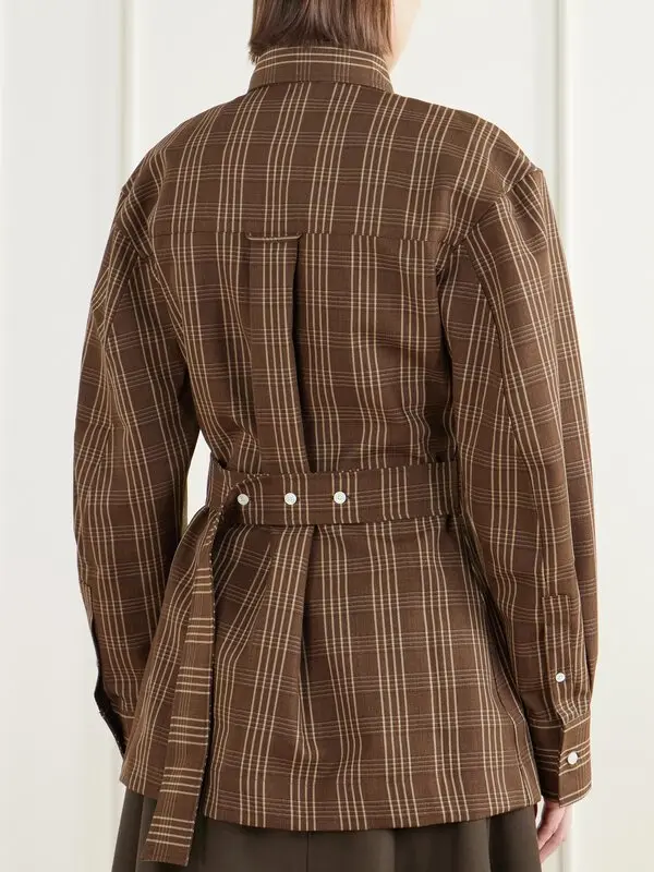 AMI Paris Belt-detailed Checked Wool Shirt