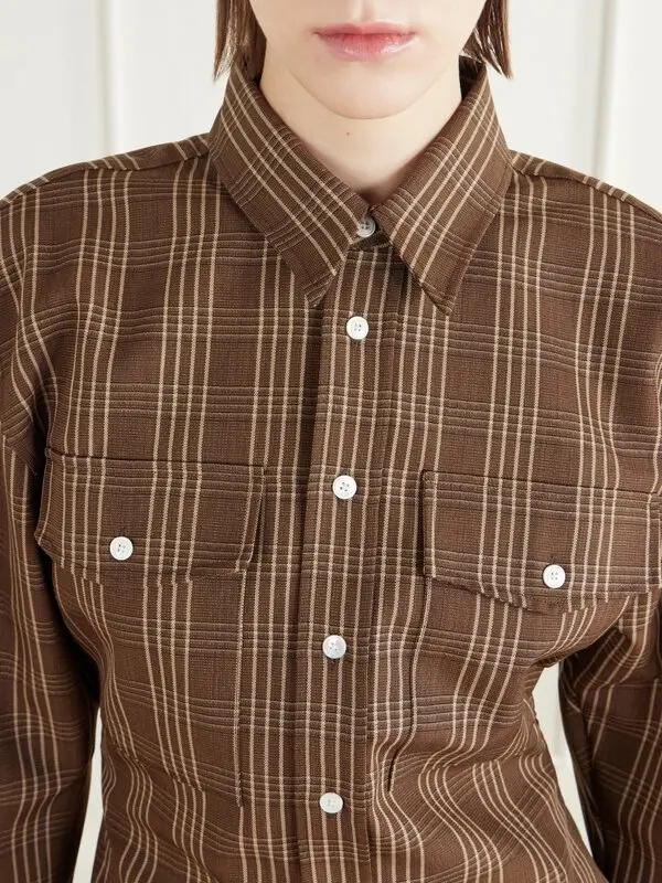 AMI Paris Belt-detailed Checked Wool Shirt