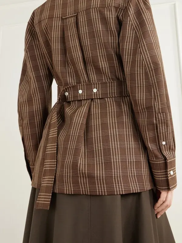 AMI Paris Belt-detailed Checked Wool Shirt