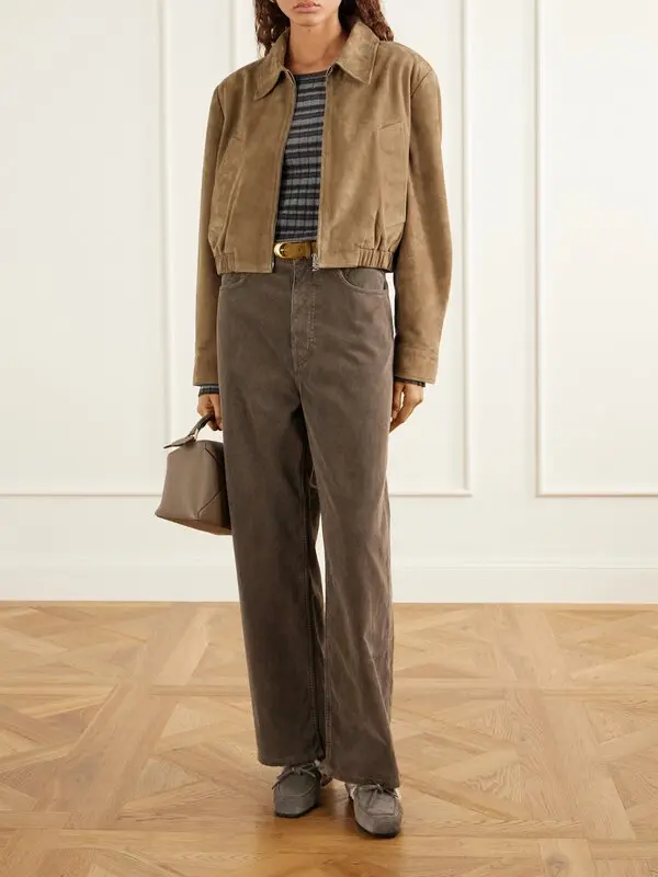 AeydĒ Jasper Bow-detailed Shearling-trimmed Suede Loafers