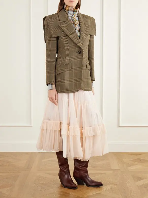 Chloé Checked Cotton-blend Twill Shirt