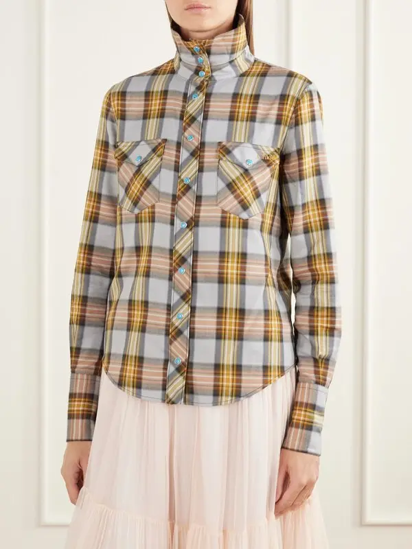 Chloé Checked Cotton-blend Twill Shirt