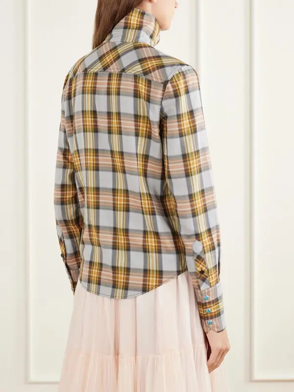 Chloé Checked Cotton-blend Twill Shirt