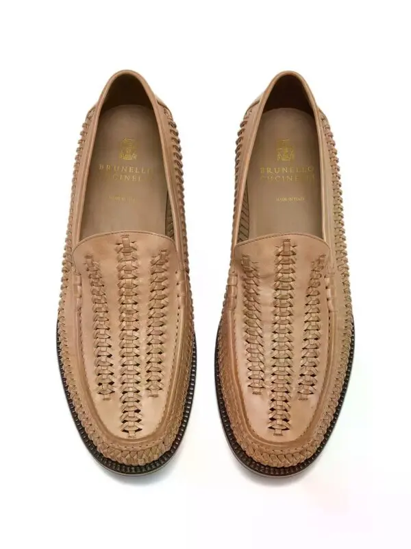 Brunello Cucinelli Woven Leather Loafers
