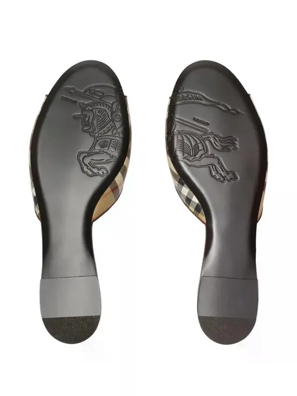 Burberry Check And Leather Fey Slides
