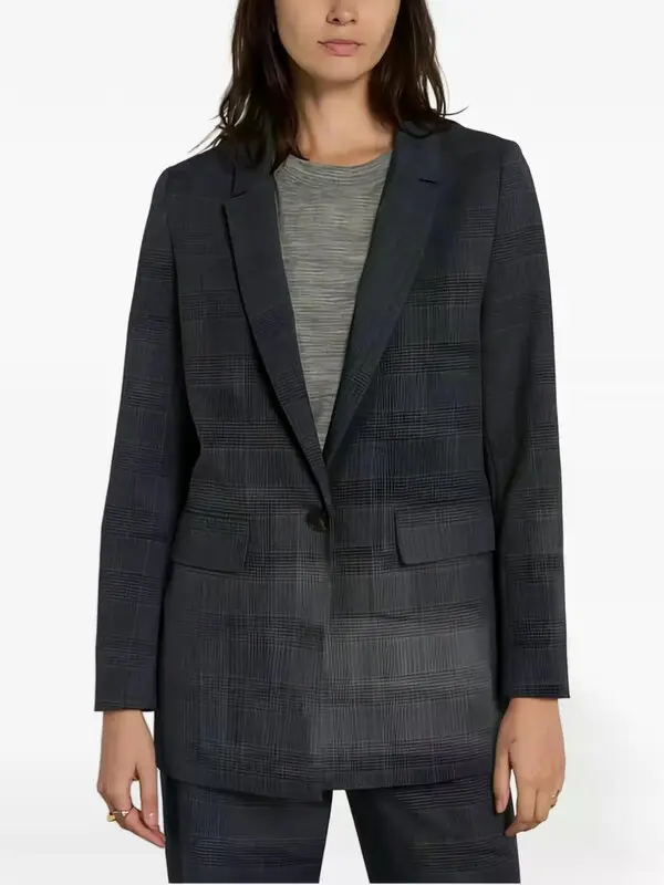 Maison123 Nelia Check-pattern Single-breasted Blazer - Grey