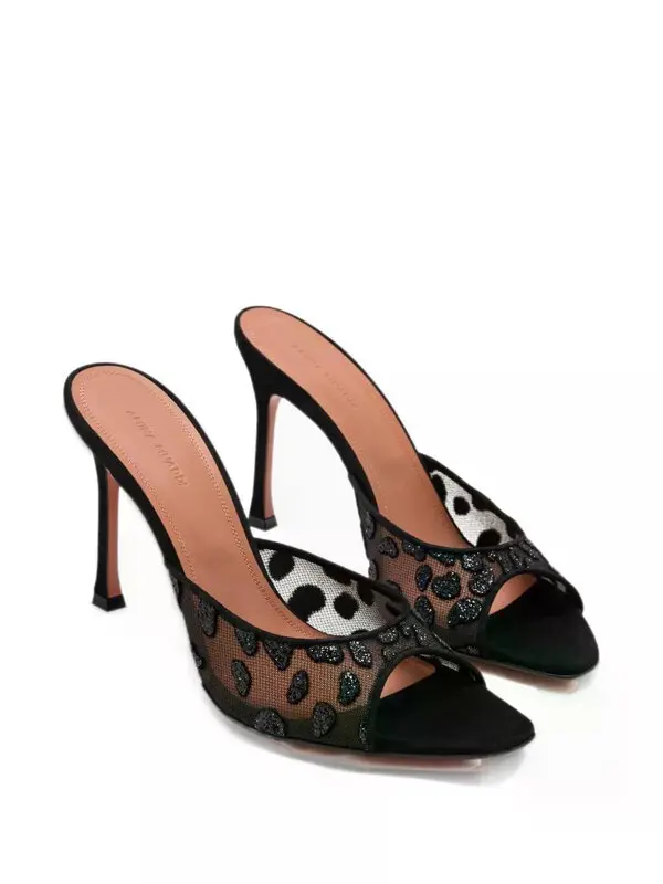 Amina Muaddi Alexa Mesh Slipper 95 Glitter Leopard Mesh And Suede