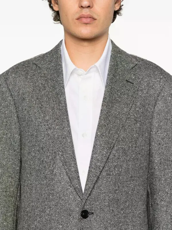 Canali Herringbone-pattern Single-breasted Jacket