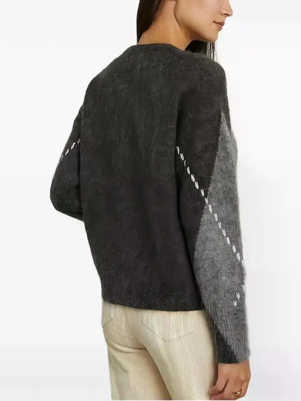 Maison123 Alpha Argyle-knit Cardigan - Grey