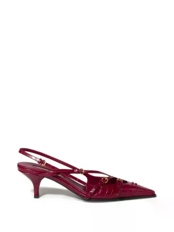 Miu Miu Crocodile Embossed Calfskin Slingback Pumps