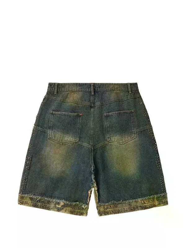 VALE FOREVER Double Jorts Studded Distressed Shorts