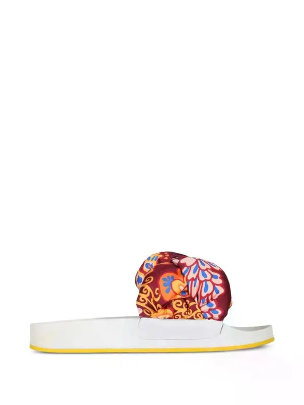 La DoubleJ Braided Floral-print Sandals