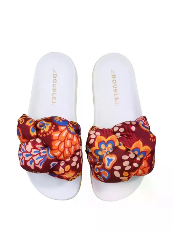 La DoubleJ Braided Floral-print Sandals