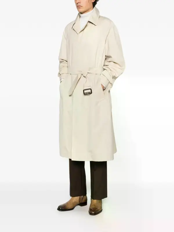 TOM FORD Leather-trimmed Belted Trench Coat