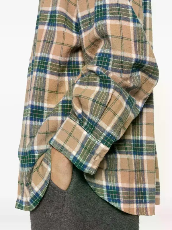 EPL Plaid-check Collarless Shirt