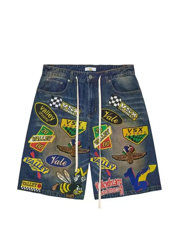 VALE FOREVER Passport Logo-patch Denim Shorts
