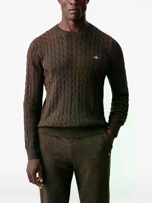 Gant Cable-knit Embroidered-logo Sweater