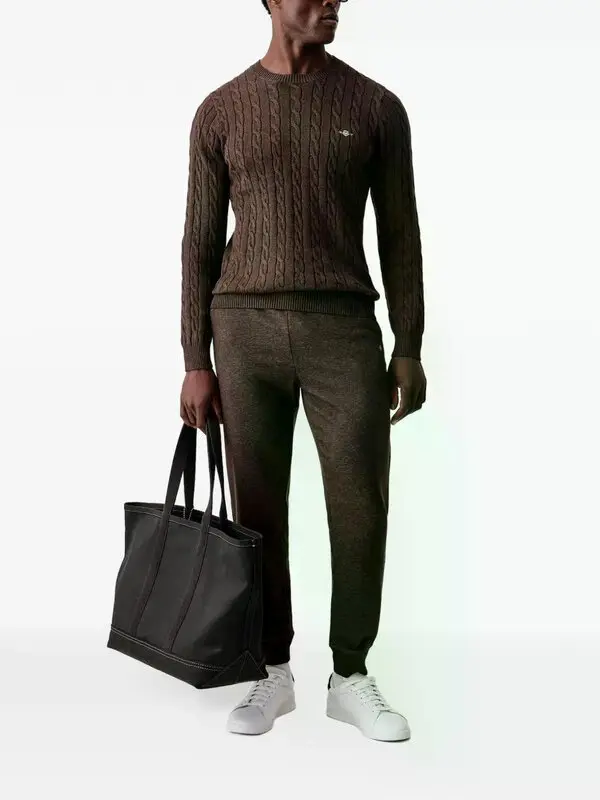 Gant Cable-knit Embroidered-logo Sweater