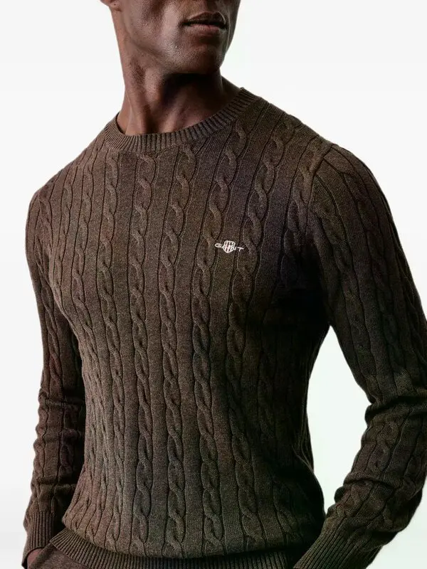 Gant Cable-knit Embroidered-logo Sweater
