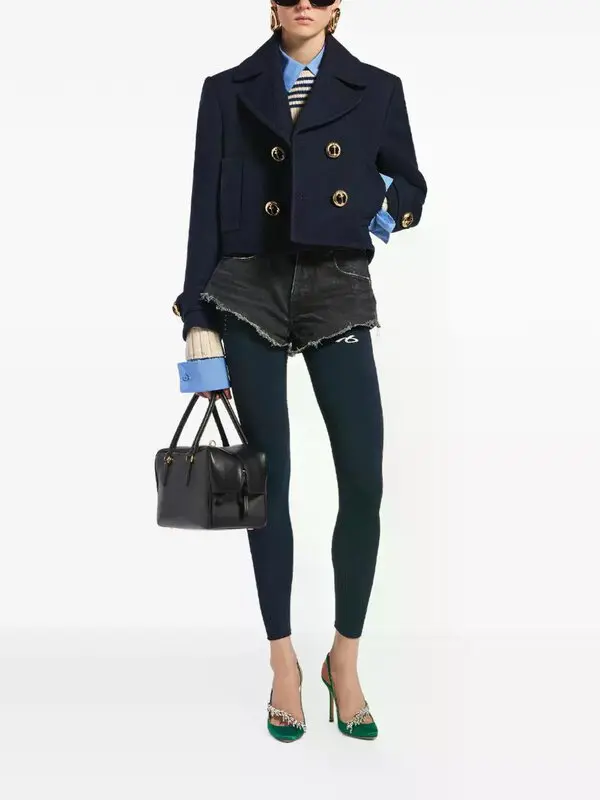 Balenciaga Cropped Peacoat In Navy