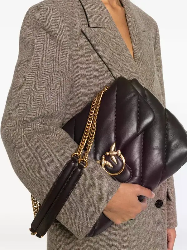 Pinko Maxi Love Birds Quilted Leather Shoulder Bag
