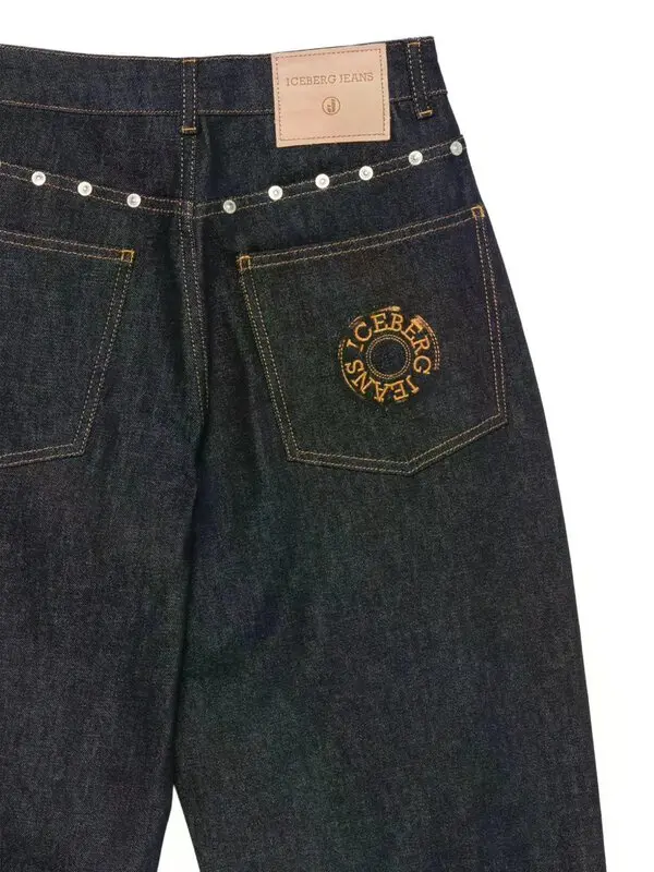 Iceberg Stud-embellished Logo-embroidered Jeans
