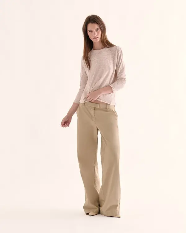 ATM Anthony Thomas Melillo Slub Jersey Long Sleeve Destroyed Wash Crop T-shirt - Blush