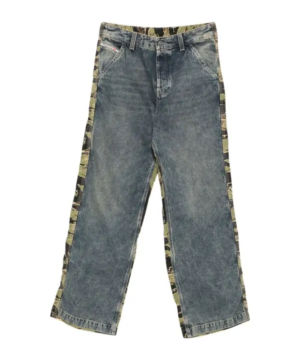 DIESEL® Tiger-stripe Panel Jeans - Gray