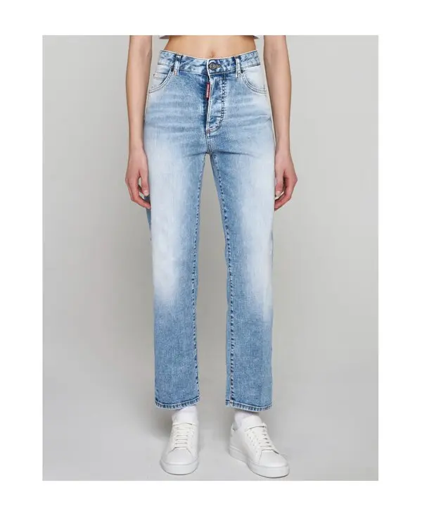 Dsquared2 Logo Patch Straight Leg Jeans